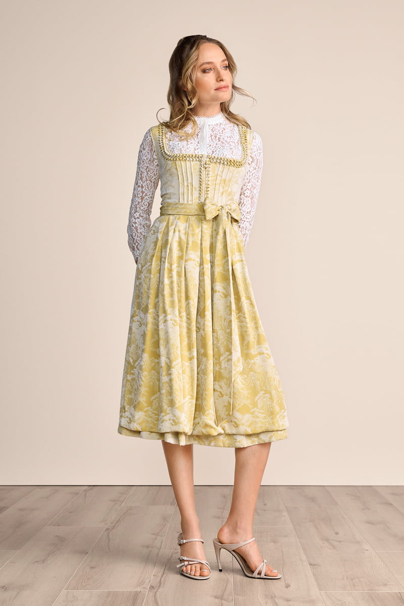 Dirndl Oxana (70cm) in gelb im Krüger Dirndl Online Shop