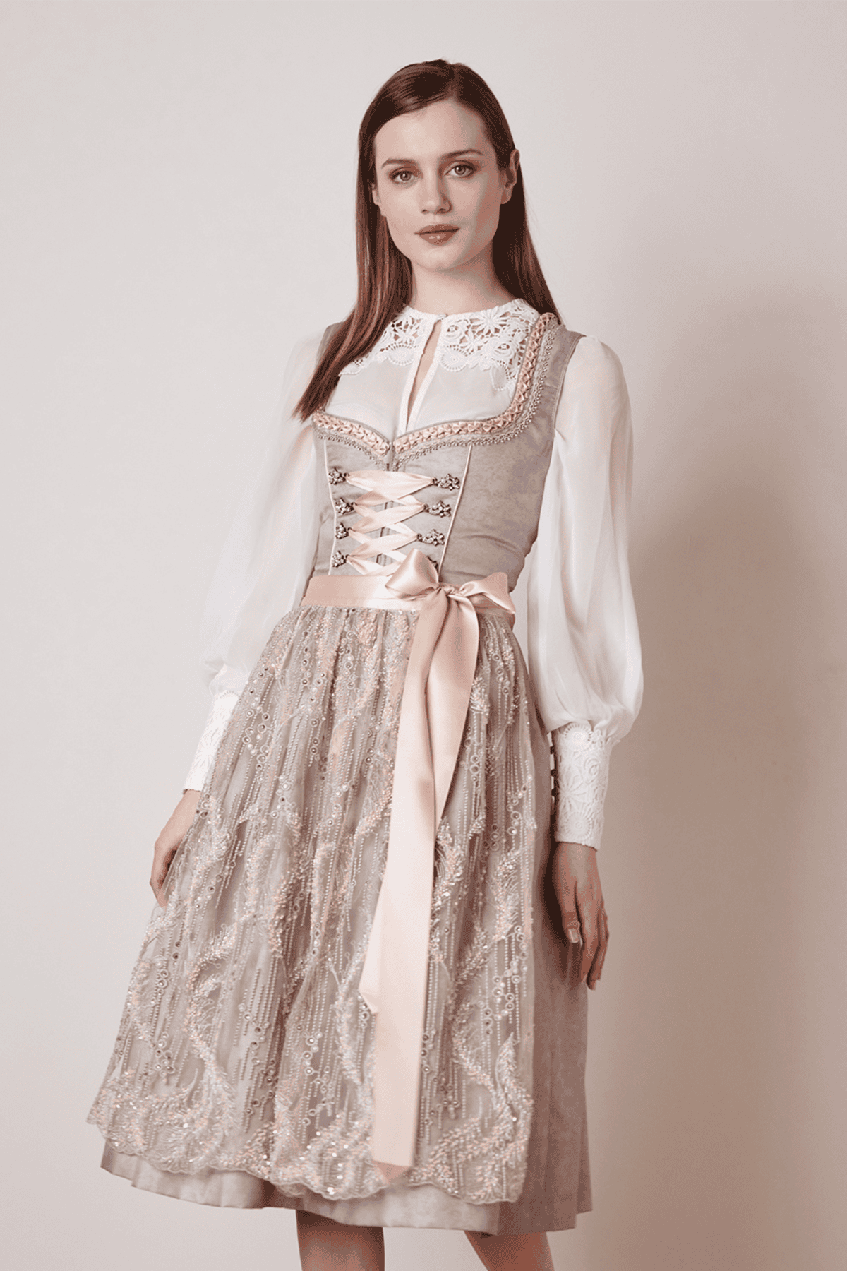 Dirndl Line (70cm) in beige im Krüger Dirndl Online Shop